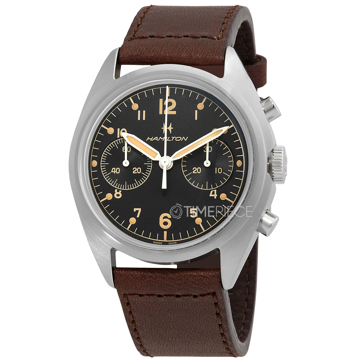 Hamilton Khaki Aviation Pioneer Chronograph Hand Wind Black Dial Mens ...