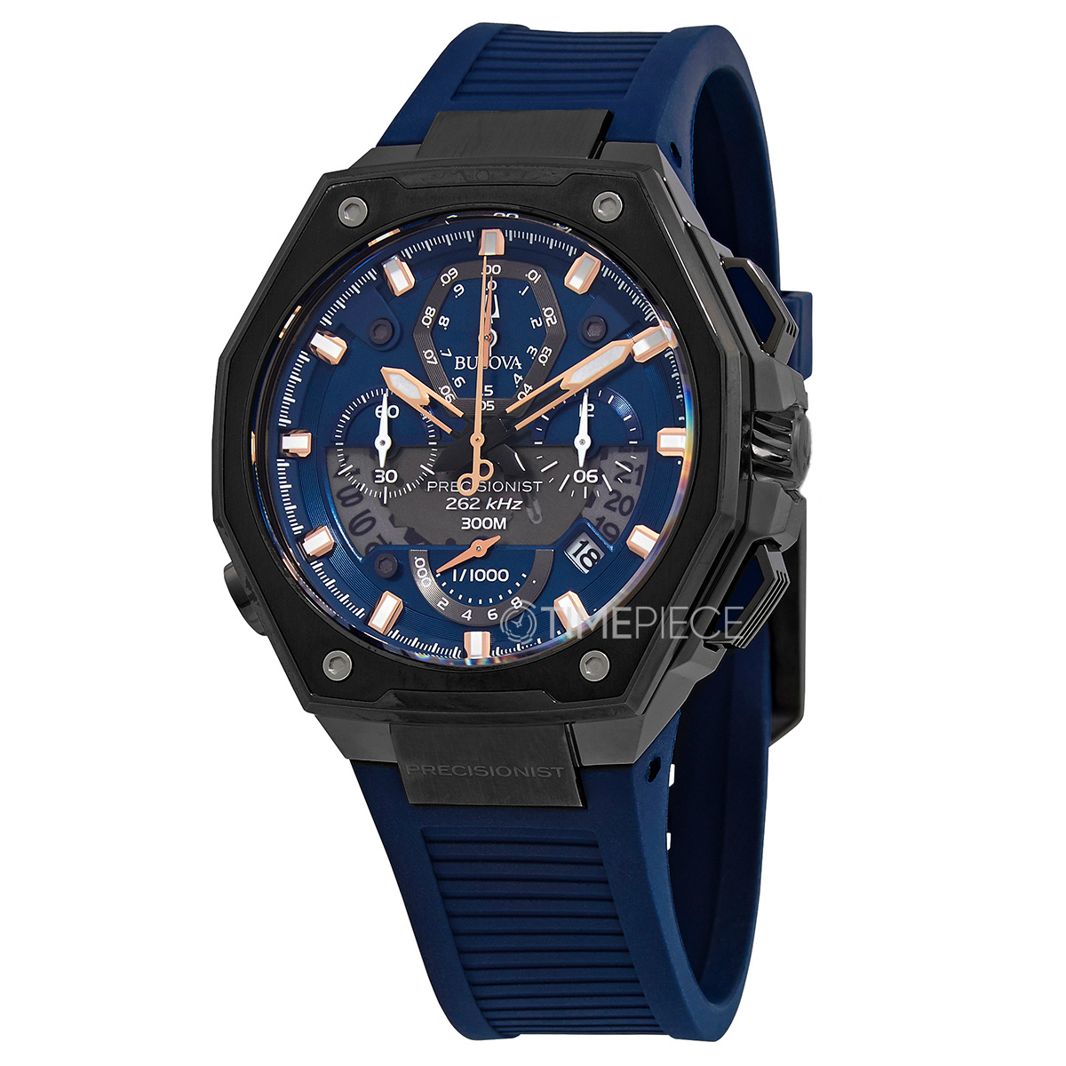Bulova Precisionist Chronograph Quartz Blue Dial Mens Watch 98B357