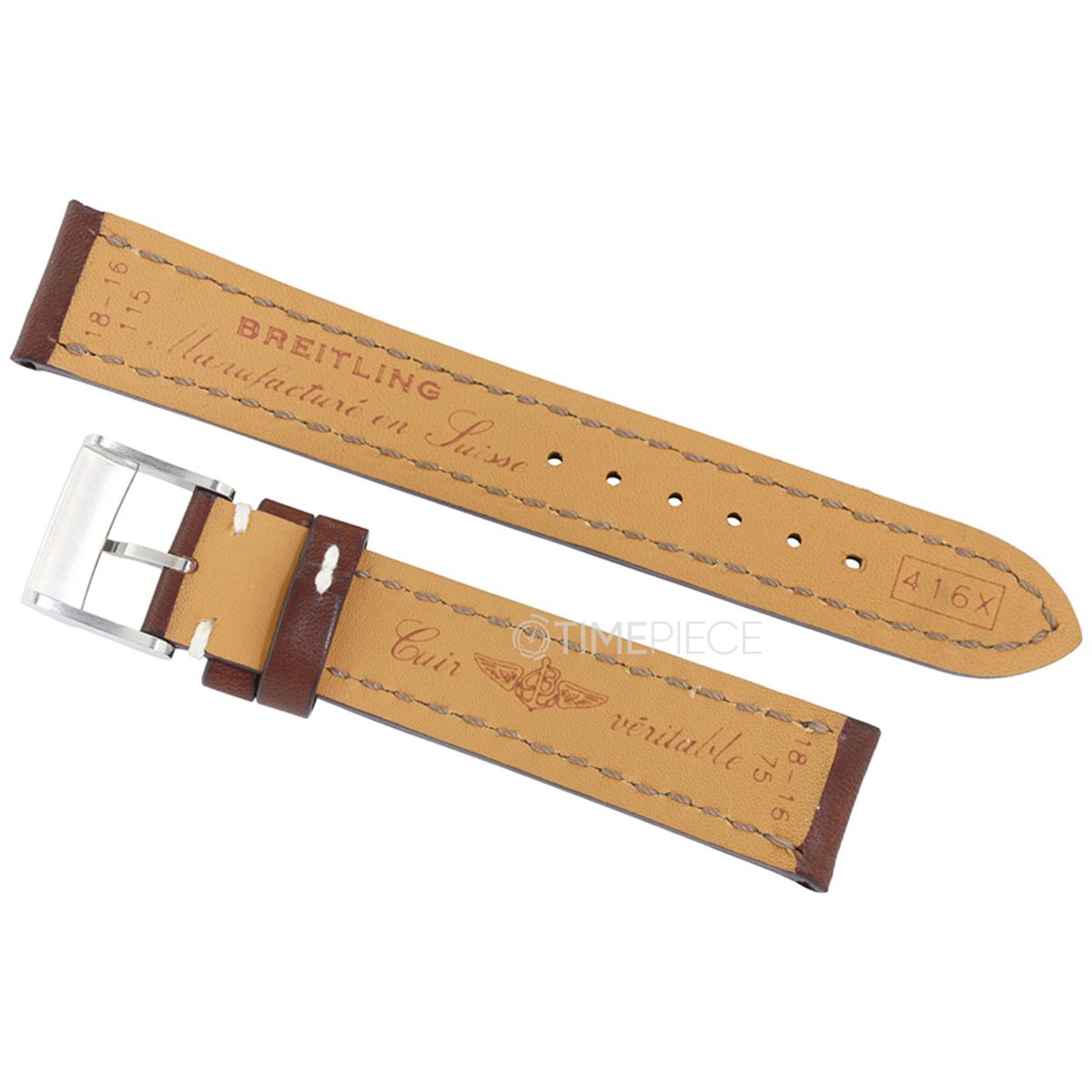 Breitling Brown Leather Strap Stainless Steel Tang Buckle 18-16mm