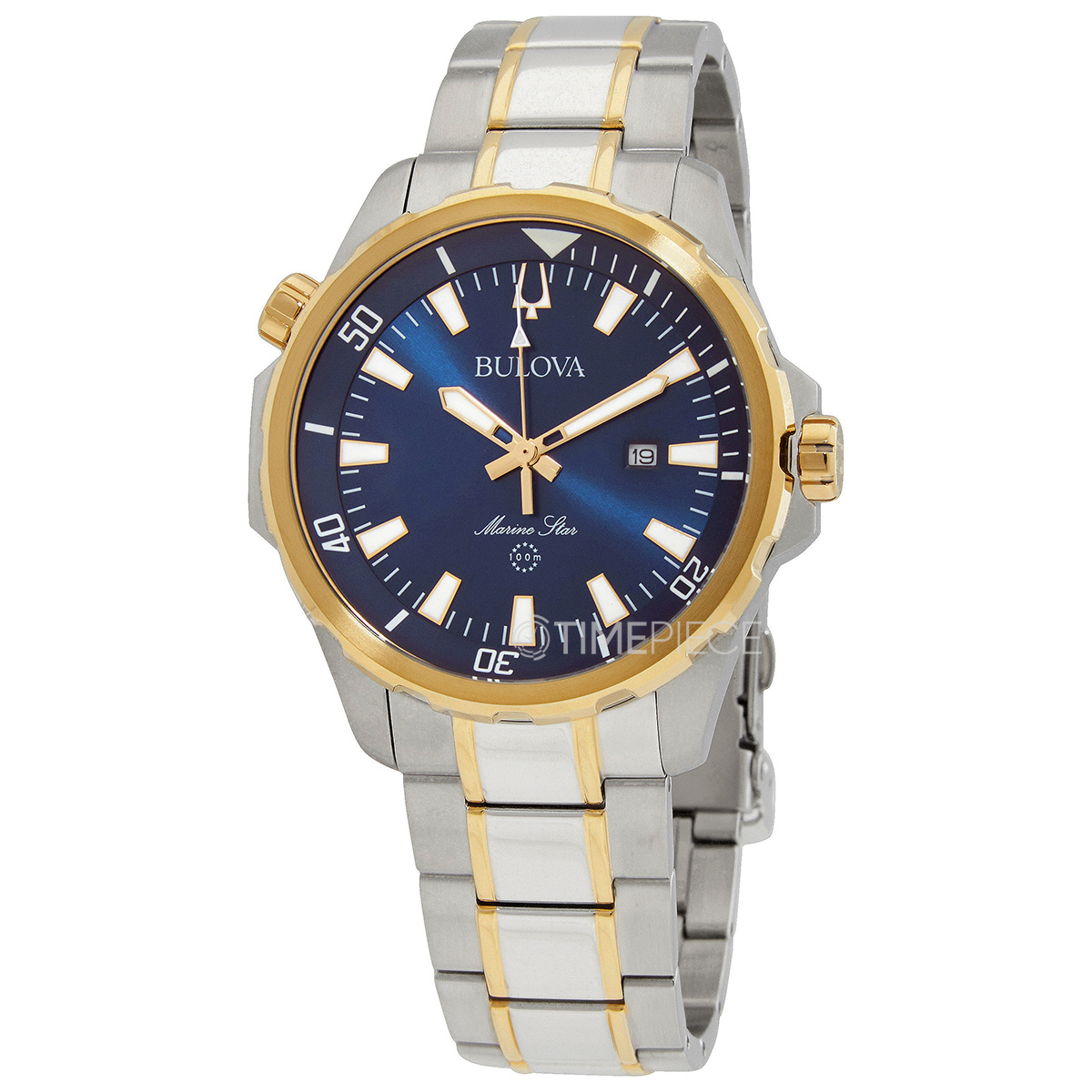Bulova Marine Star Quartz Blue Dial Mens Watch 98B384