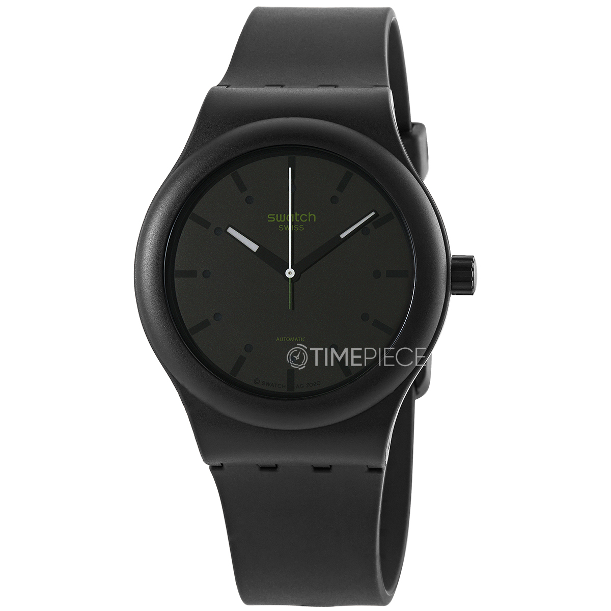 Swatch Automatic Black Dial Black Silicone Watch SO30B400