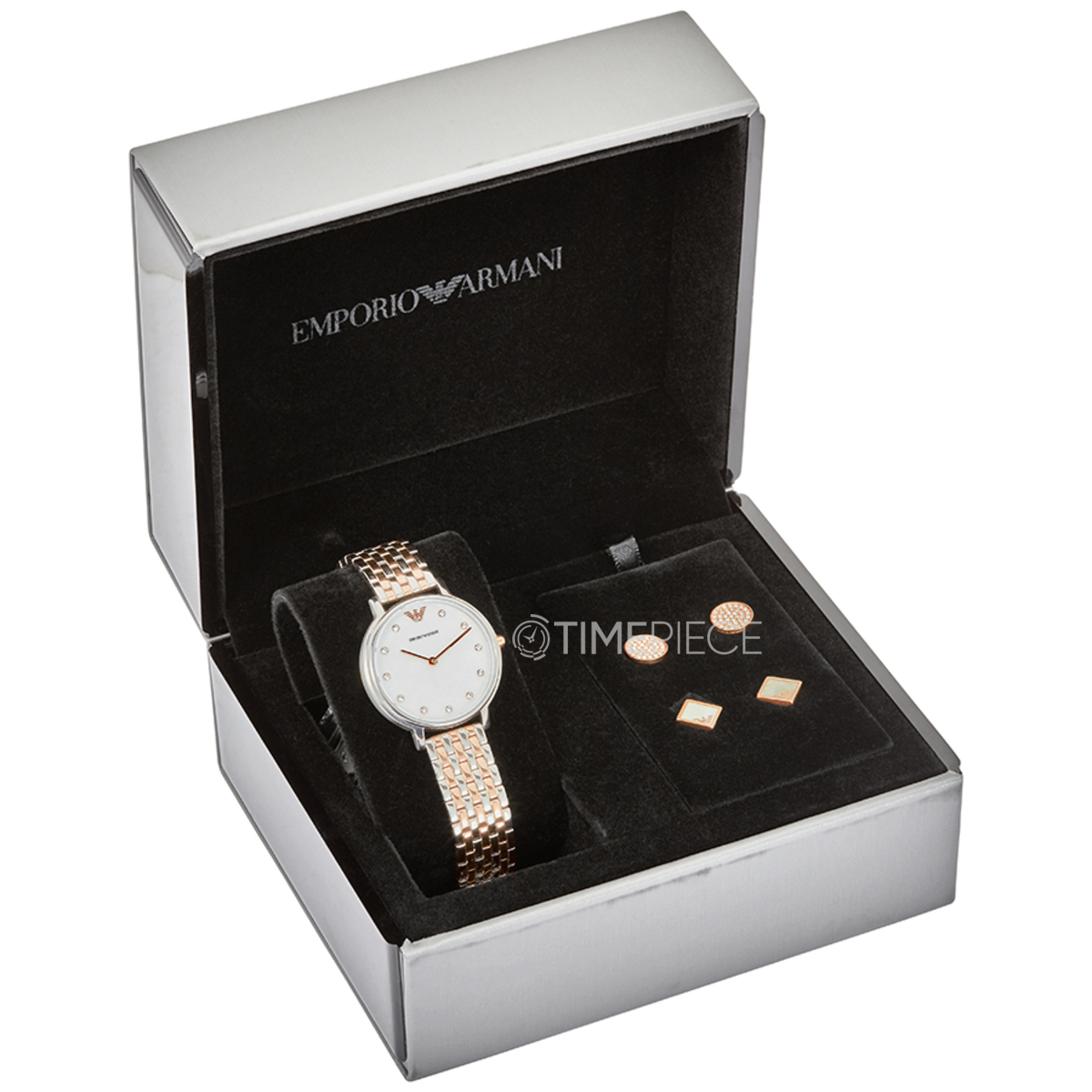 Emporio Armani Crystal White Mother of Pearl Dial Ladies Watch AR80019