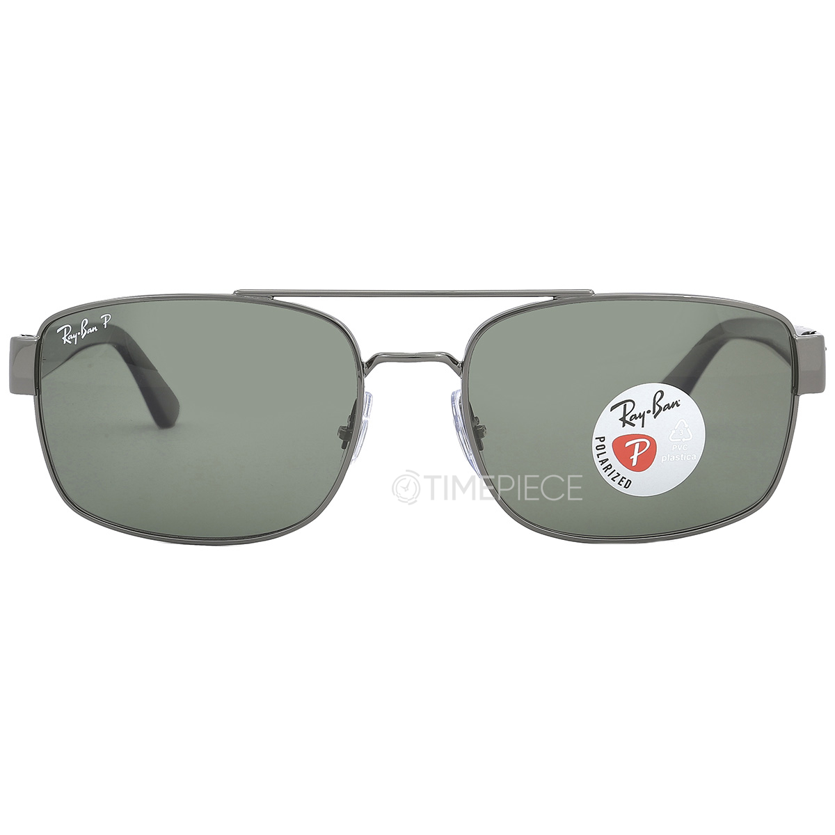 Ray Ban Green Polarized Rectangular Mens Sunglasses RB3687 004/58 58