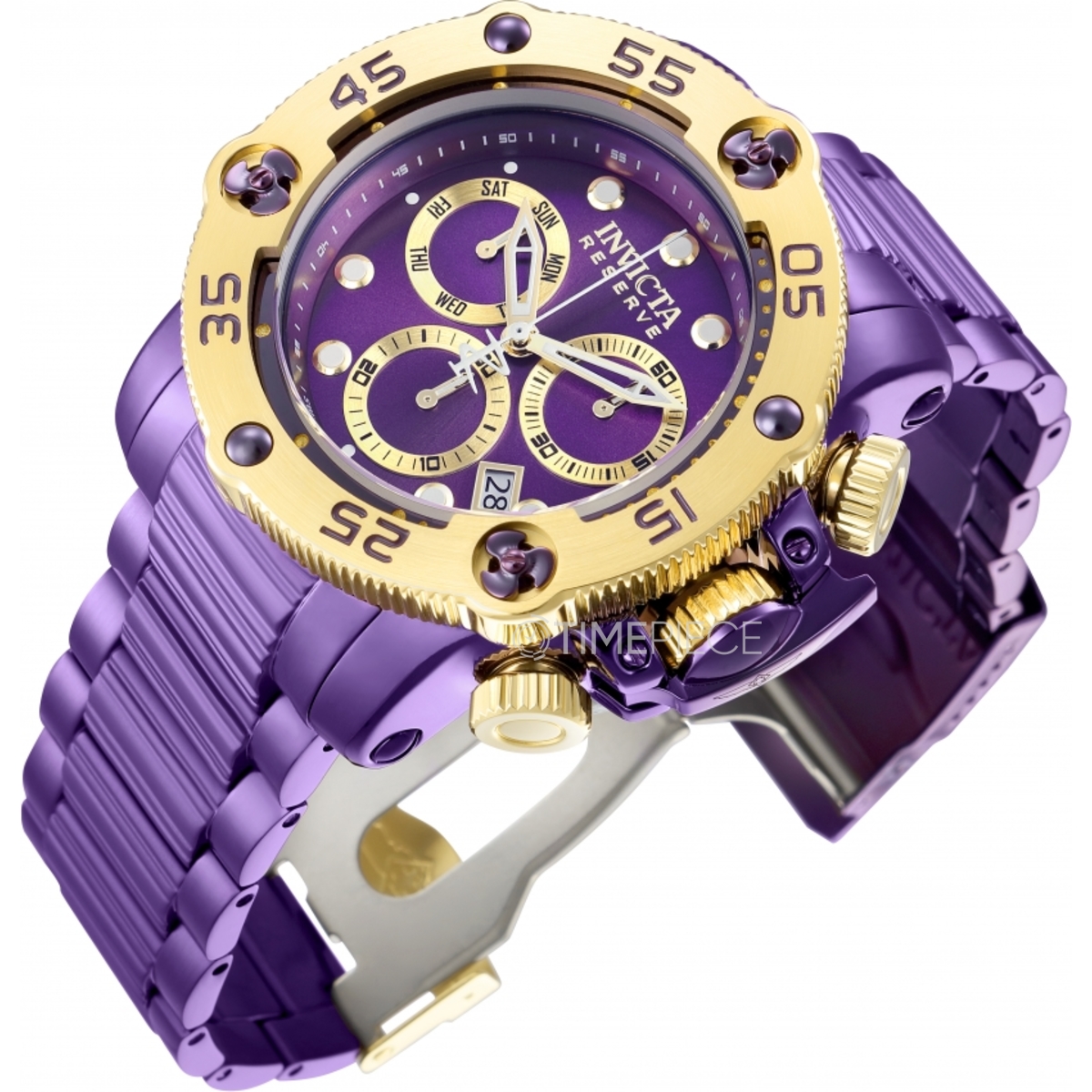 Invicta Reserve Propeller Chronograph Quartz Purple Dial Mens Watch 38702