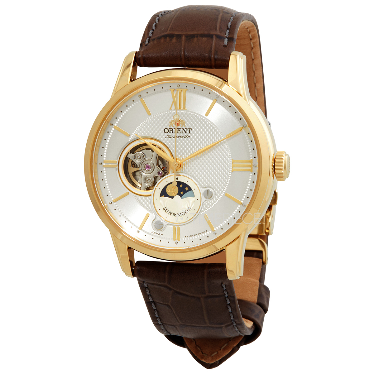Orient Classic Sun and Moon Open Heart Automatic White Dial Mens Watch ...