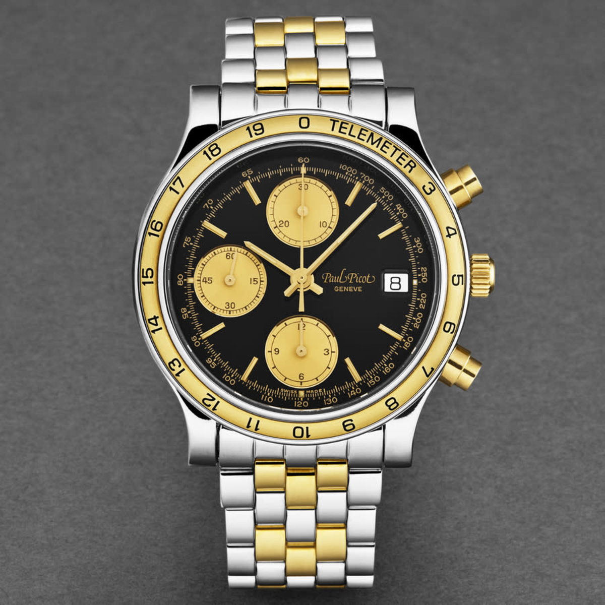 Paul Picot Telemeter Chronograph Automatic Black Dial Mens Watch ...