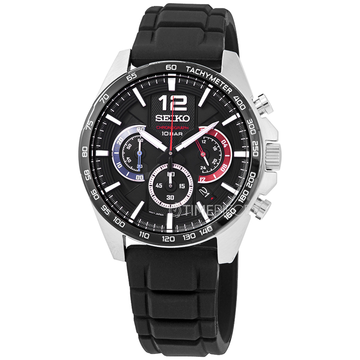 Seiko Chronograph Quartz Black Dial Mens Watch SSB347