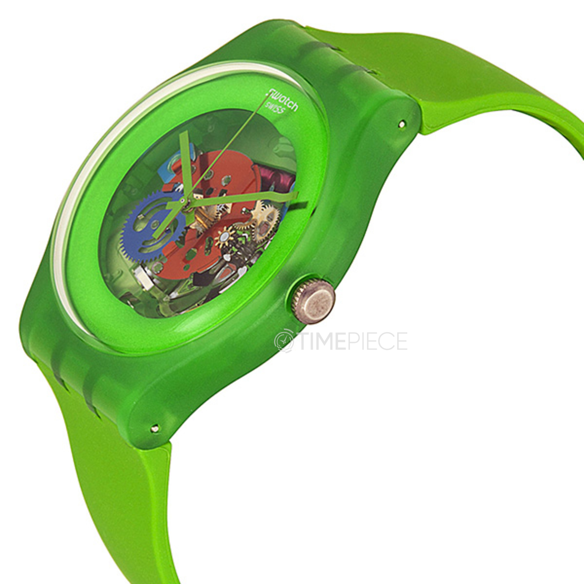 Swatch Originals Green Lacquered Green Silicone Mens Watch SUOG103