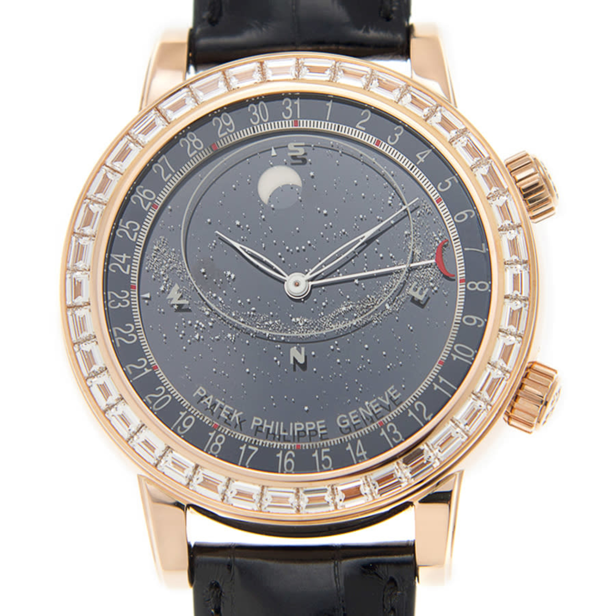 Patek Philippe Grand Complications Diamond Black Dial Mens Watch 6104R-001