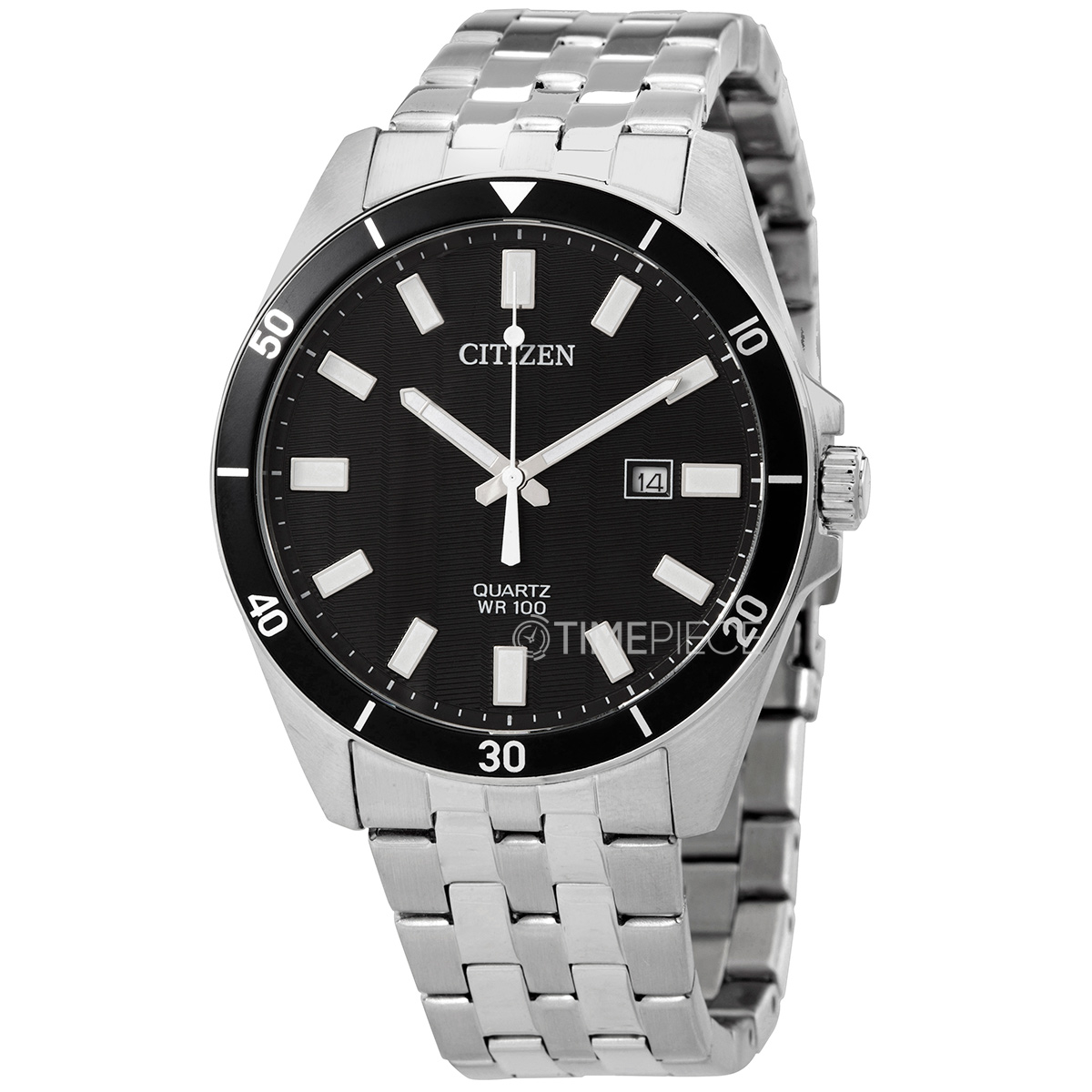 Citizen Quartz Black Dial Stainless Steel Mens Watch BI5050-54E