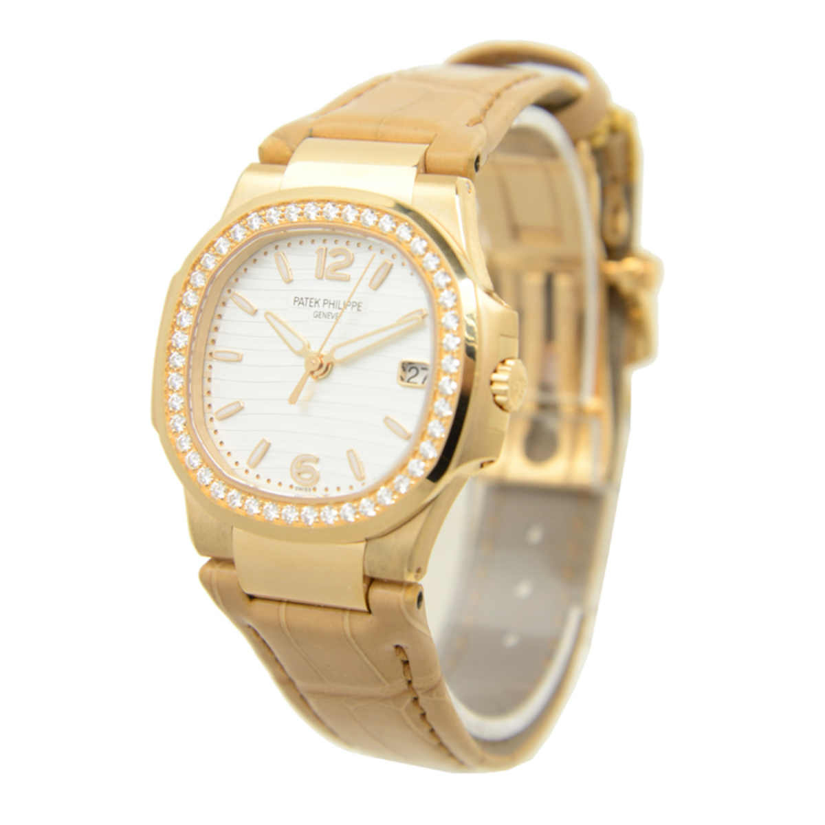 Patek Philippe Nautilus Quartz Diamond White Dial Ladies Watch 7010R-011