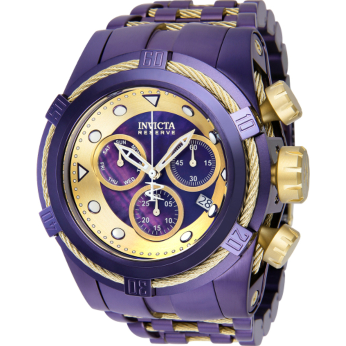 Invicta Reserve Bolt Zeus Chronograph Quartz Purple Dial Mens Watch 38748