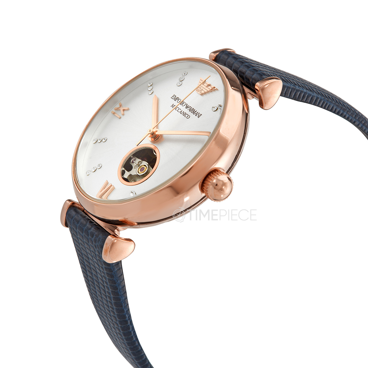 Emporio Armani Gianni T-Bar Automatic Crystal Silver Dial Ladies Watch ...