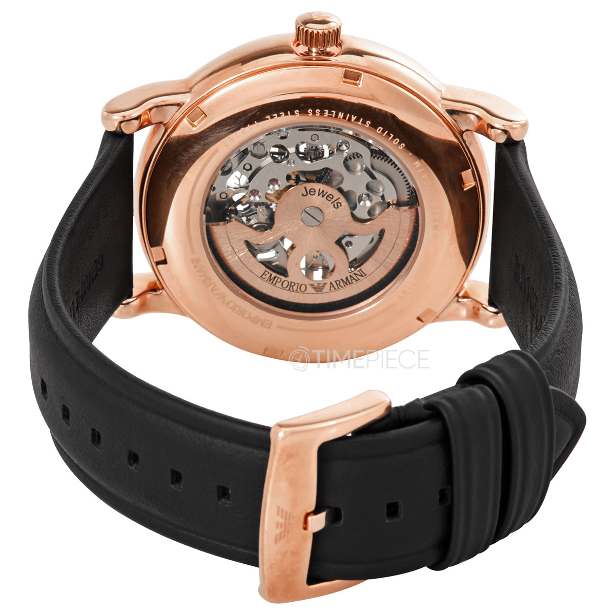 Emporio Armani Luigi Automatic Silver Skeleton Dial Mens Watch AR60031