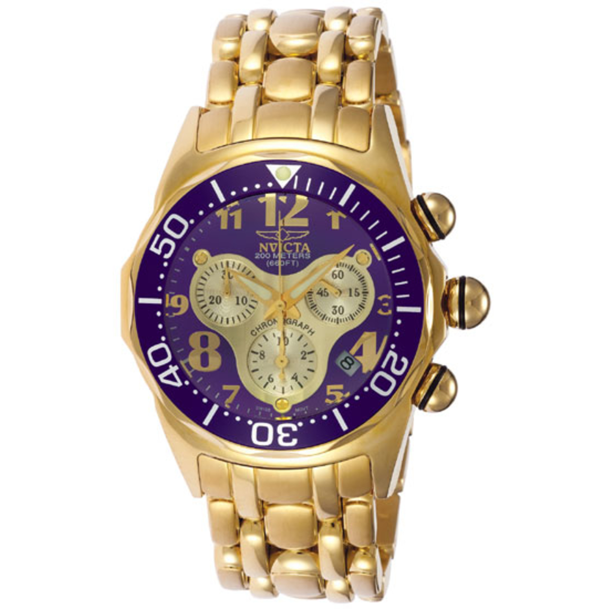 Invicta Lupah Diver Chronograph 23kt Gold-plated Mens Watch 3214