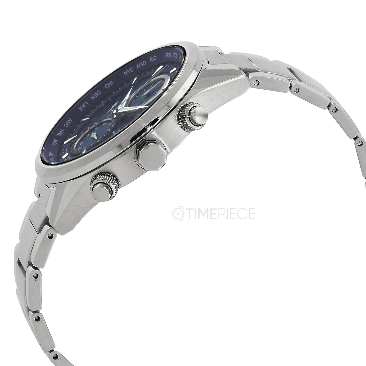 Citizen Eco-Drive Perpetual Alarm World Time Chronograph GMT Blue Dial ...