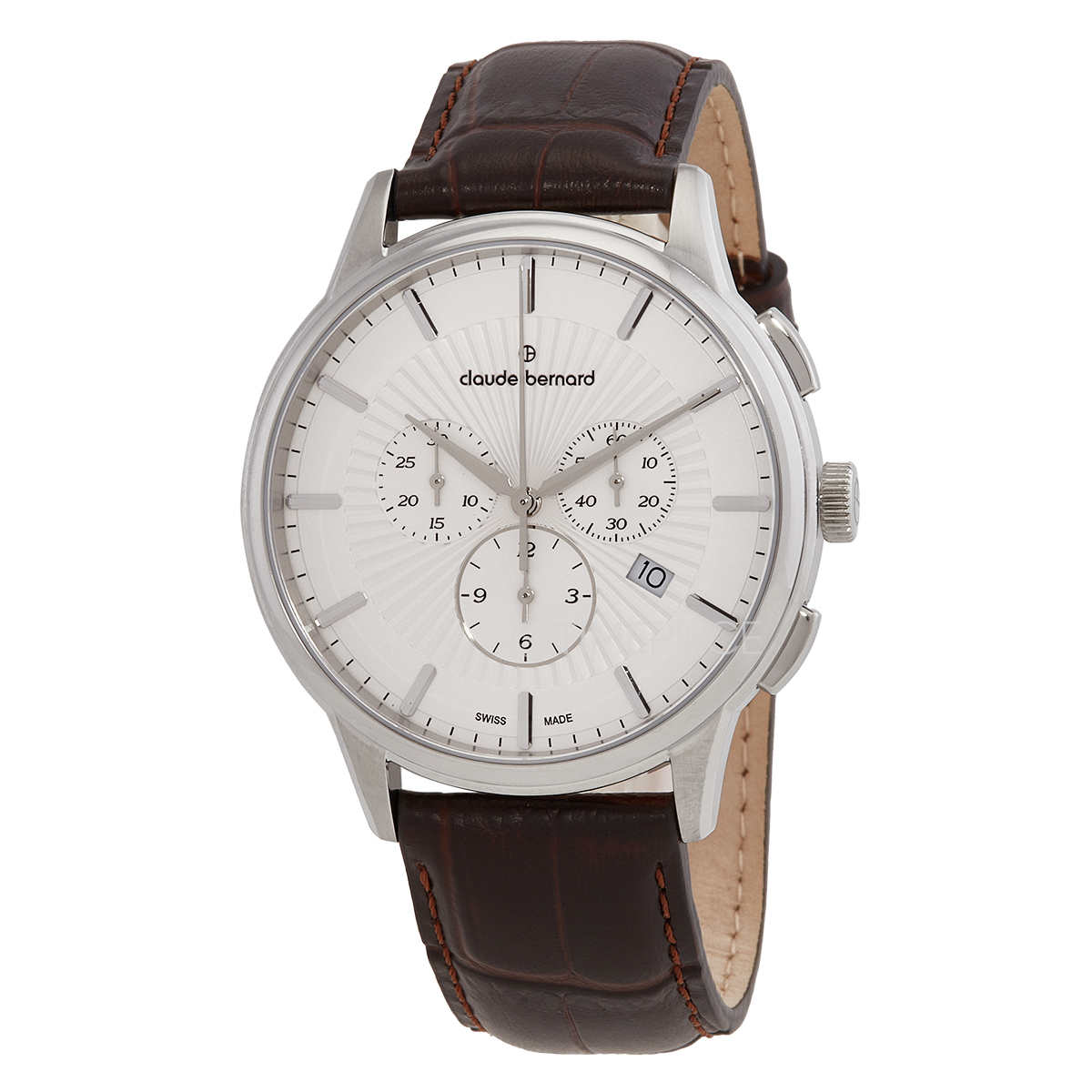 Claude Bernard Classic Chronograph Quartz Silver Dial Mens Watch 10237 ...