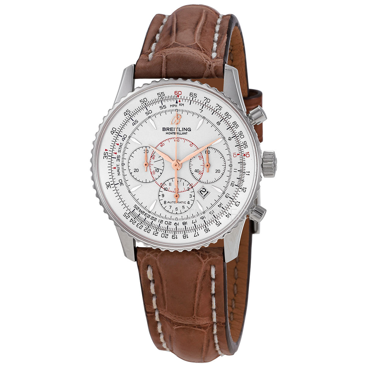 Breitling Montbrillant Chronograph Automatic Silver Dial Mens Watch A4137012/G634.722P.A18BA