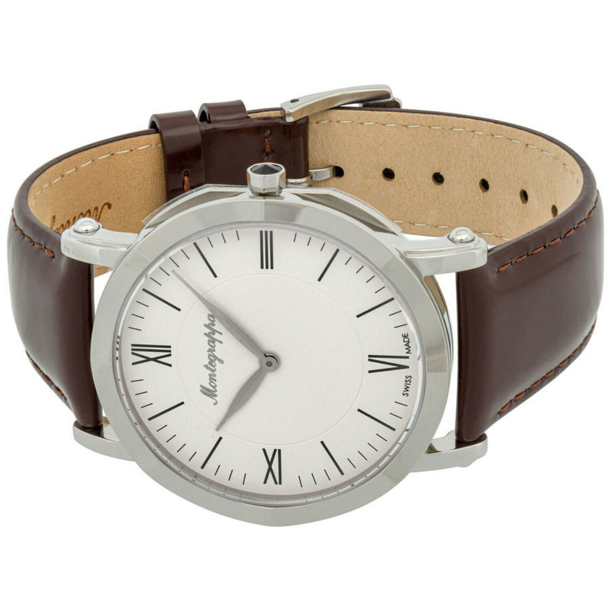 Montegrappa Nerouno Quartz White Dial Mens Watch IDNMWAIW