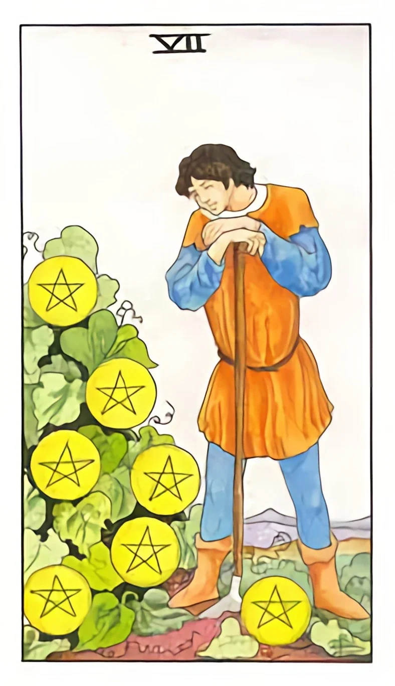Tarot Card - Seven_of_Pentacles