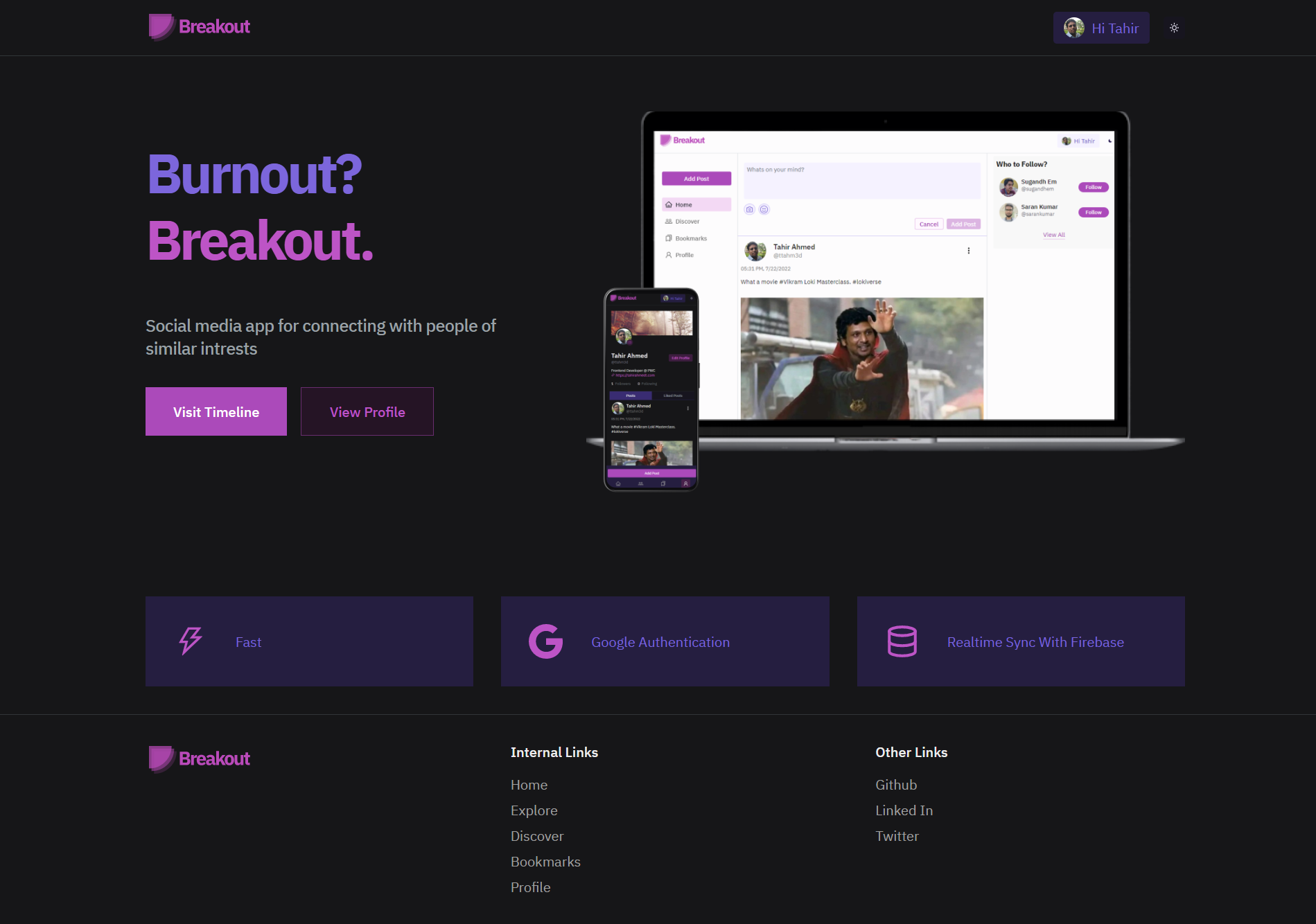 GitHub - ttahm3d/breakout: Social media app for connecting with people ...