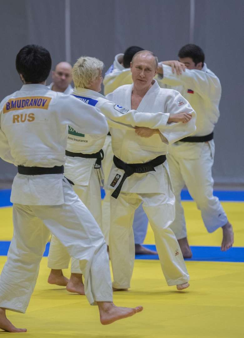 Russian Federation President Vladimir Putin trains with national judo ...