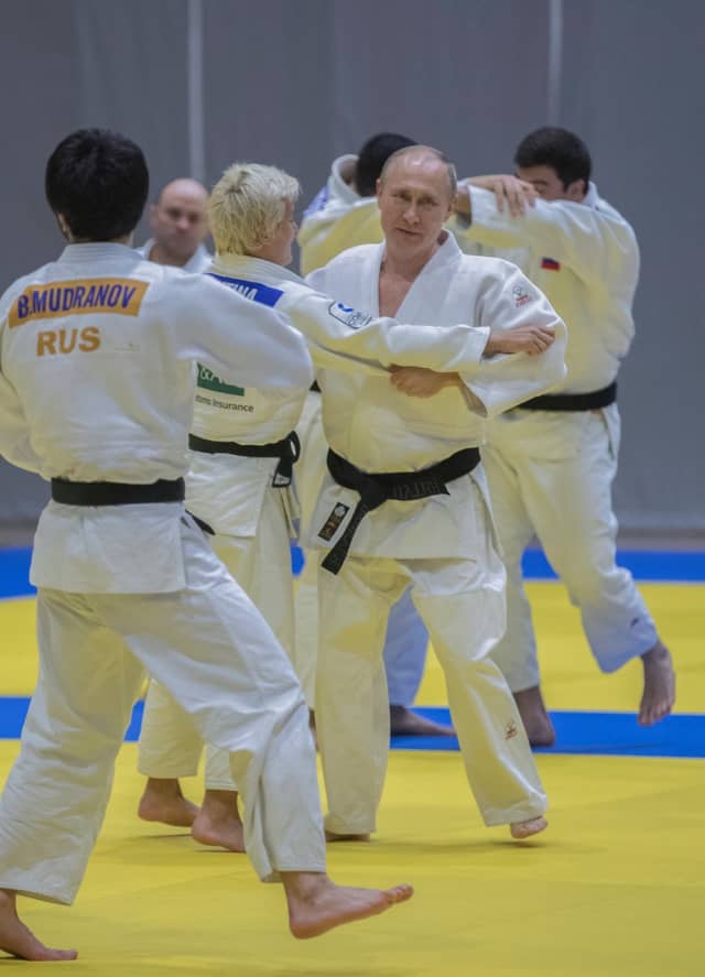 Russian Federation President Vladimir Putin trains with national judo ...
