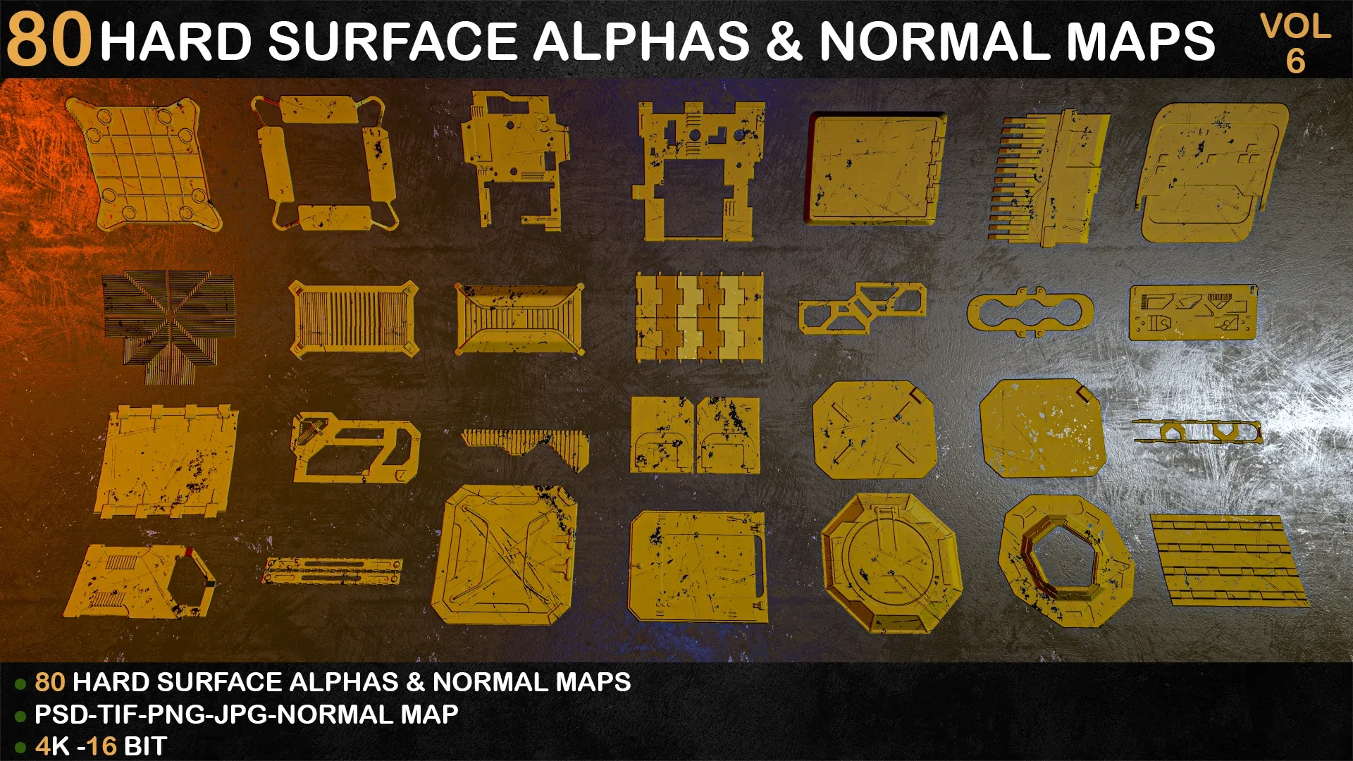 80 HARD SURFACE ALPHAS & NORMAL - FlippedNormals