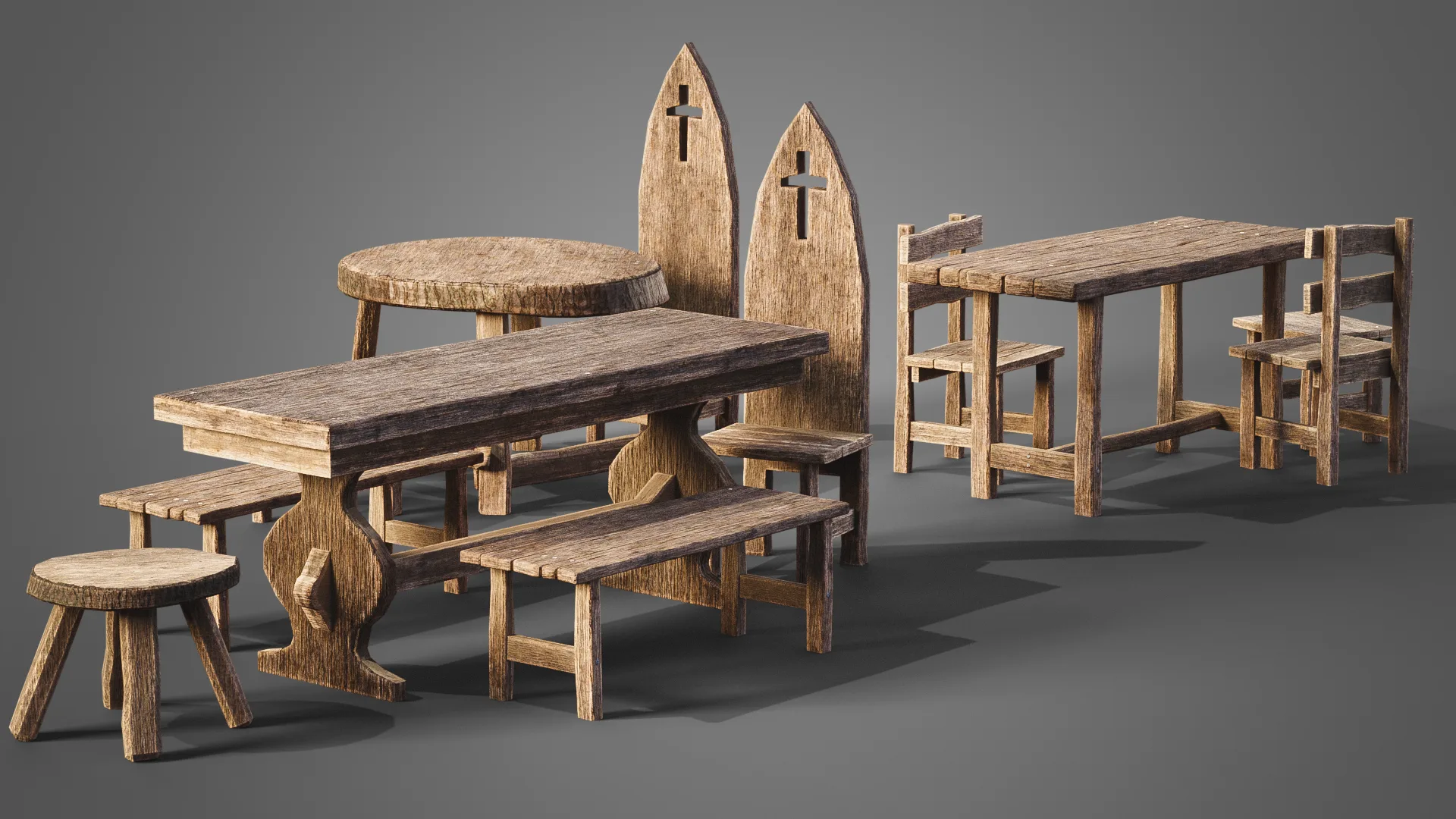 Medieval tables and chairs - FlippedNormals