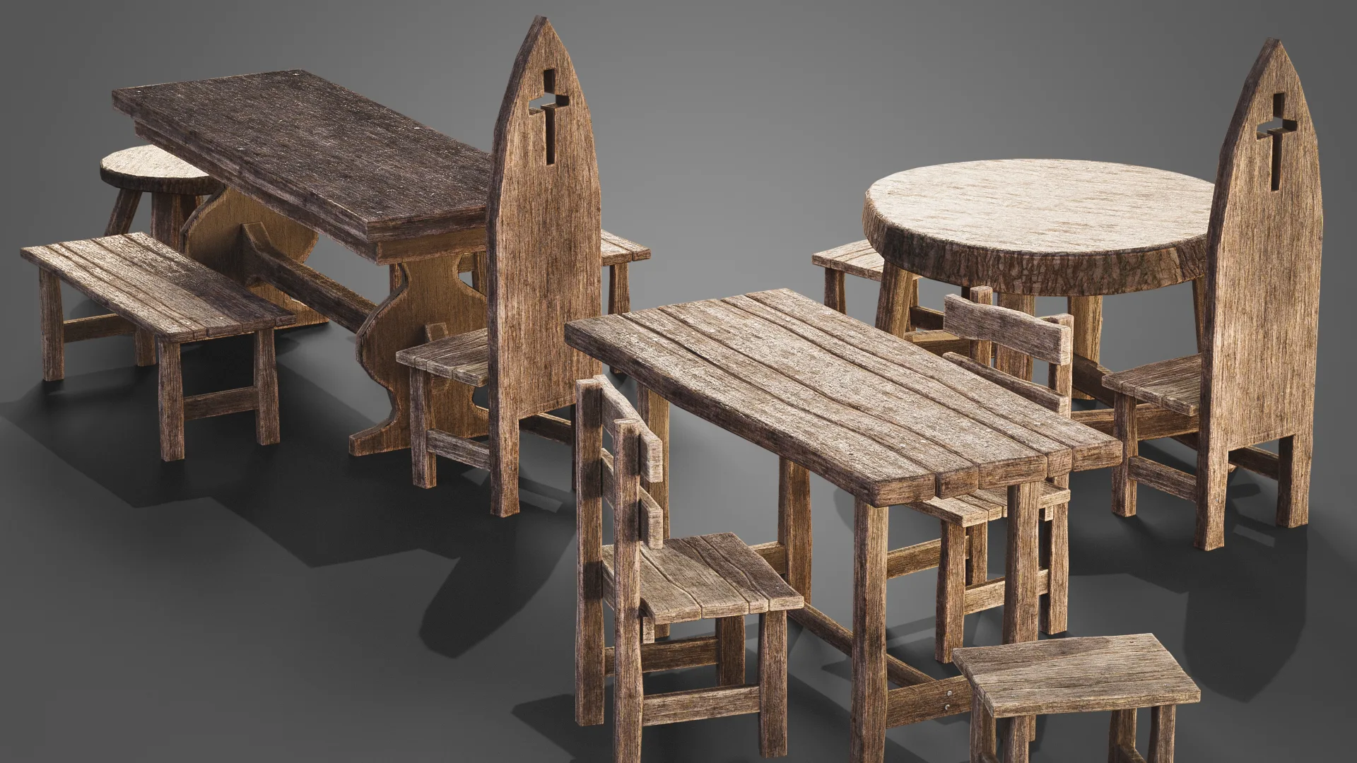 Medieval tables and chairs - FlippedNormals