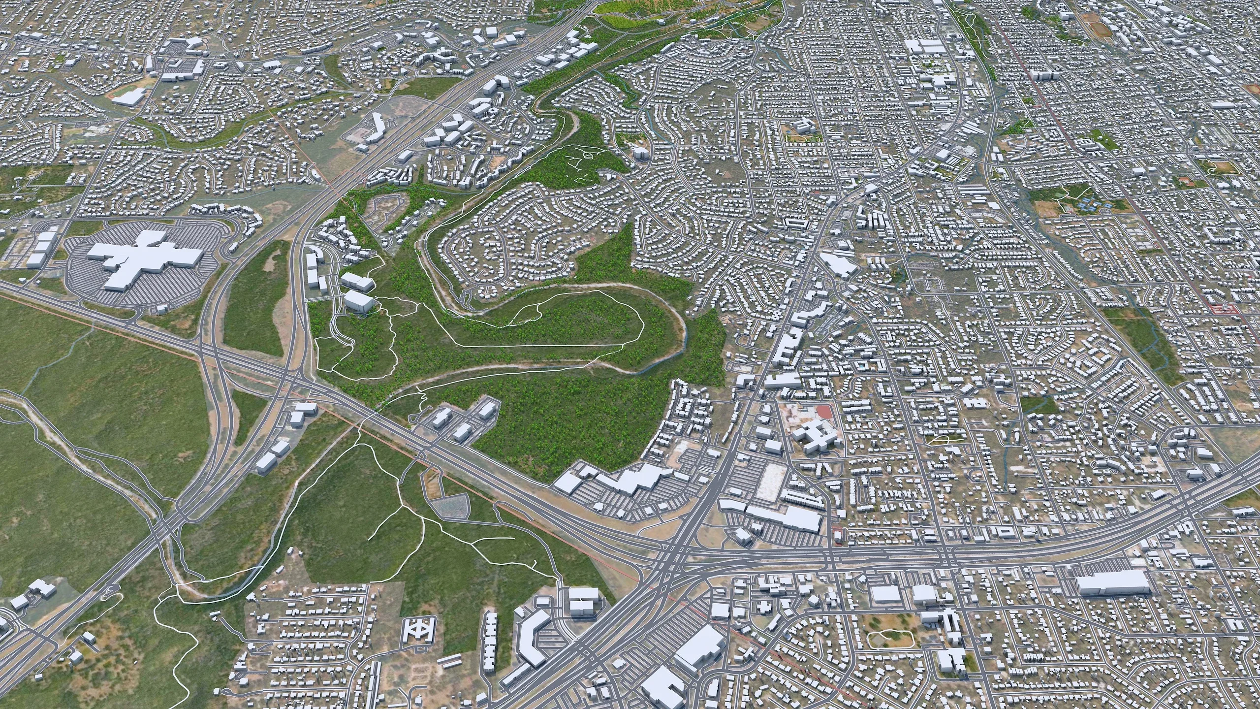 Austin City Texas 3D Model 60 km - FlippedNormals