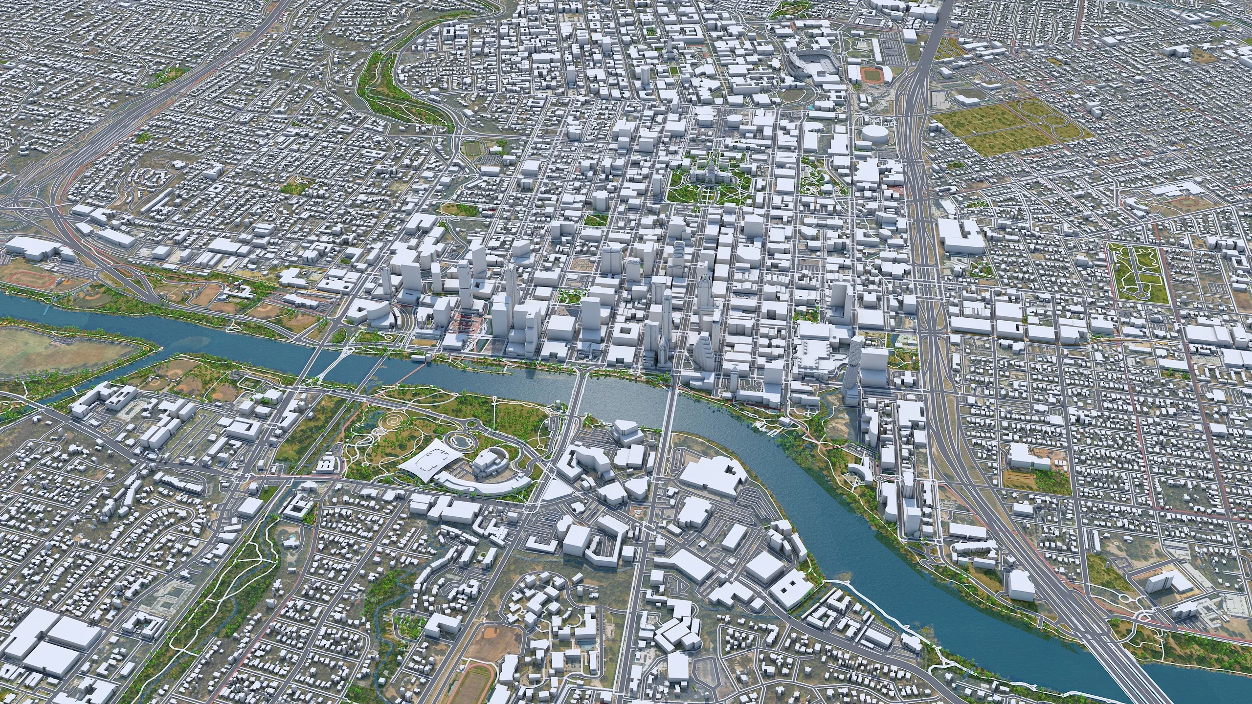 Austin City Texas 3D Model 60 km - FlippedNormals