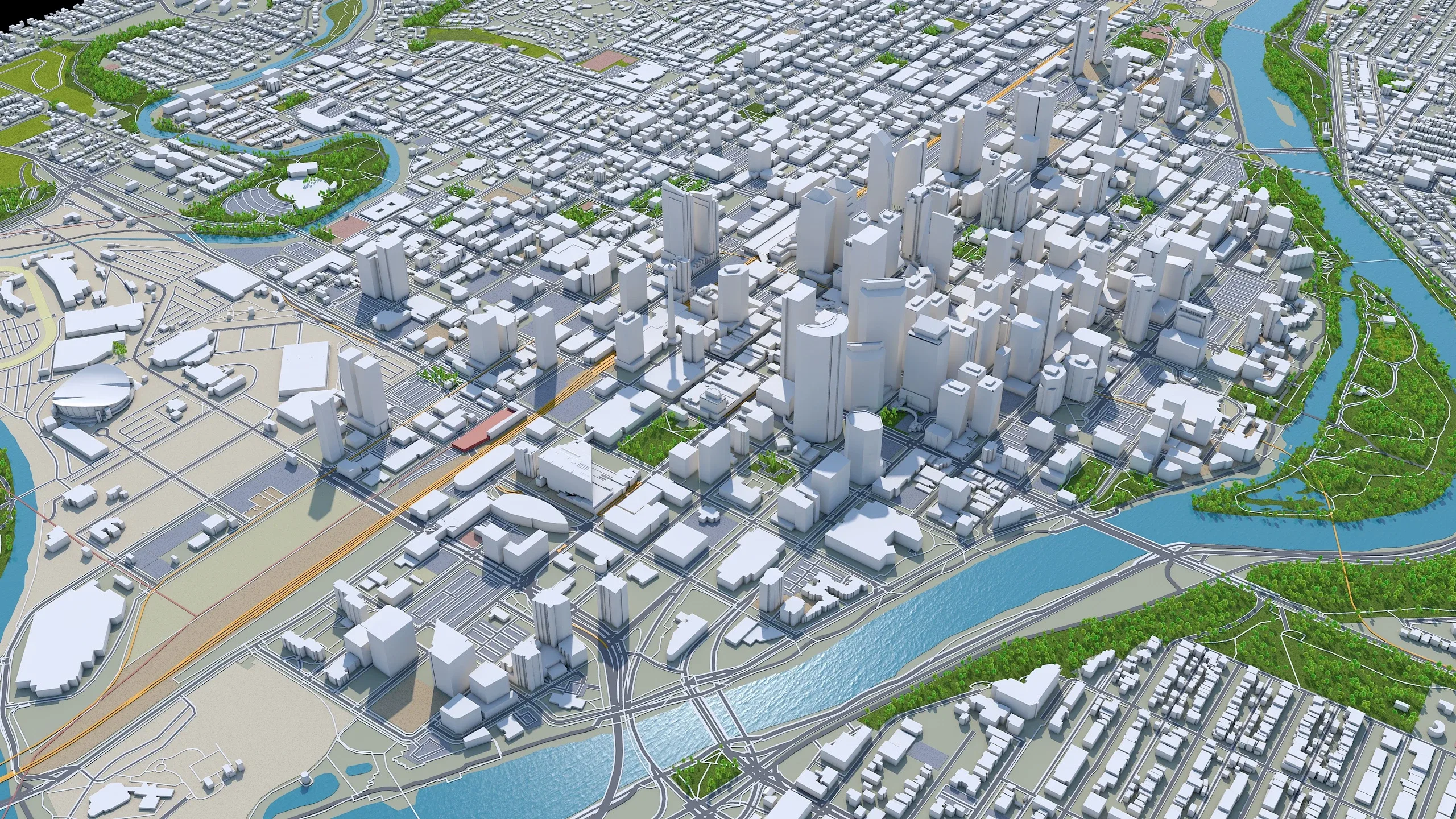 Calgary Downtown City Canada 3D - FlippedNormals