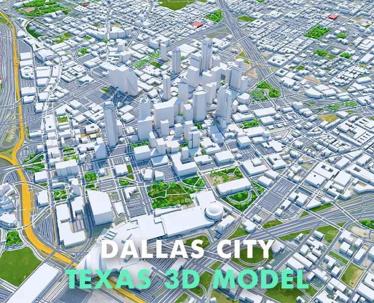 Dallas City Texas 3D Model 80km - FlippedNormals