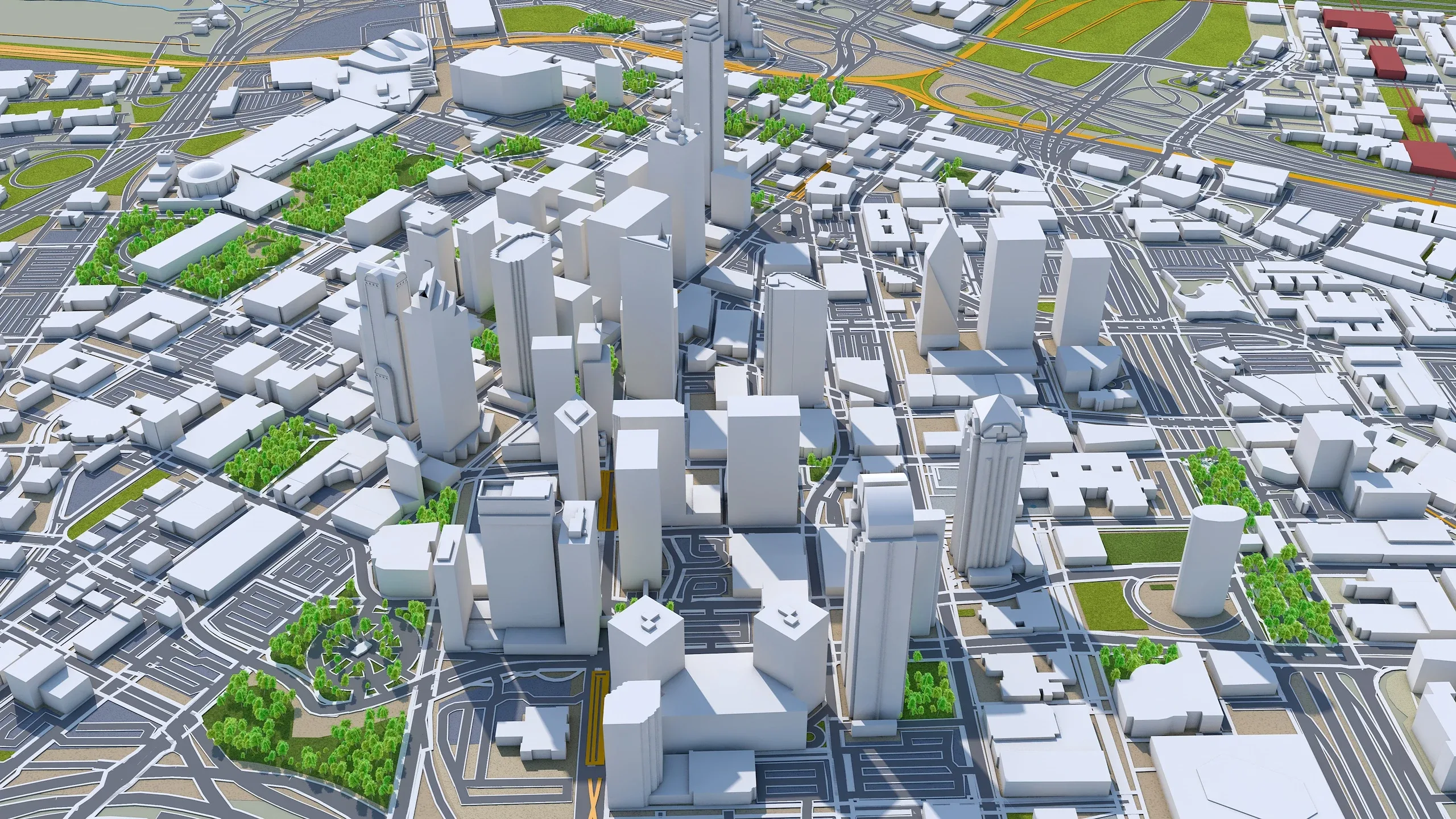 Dallas Downtown City Texas 3D Model - FlippedNormals
