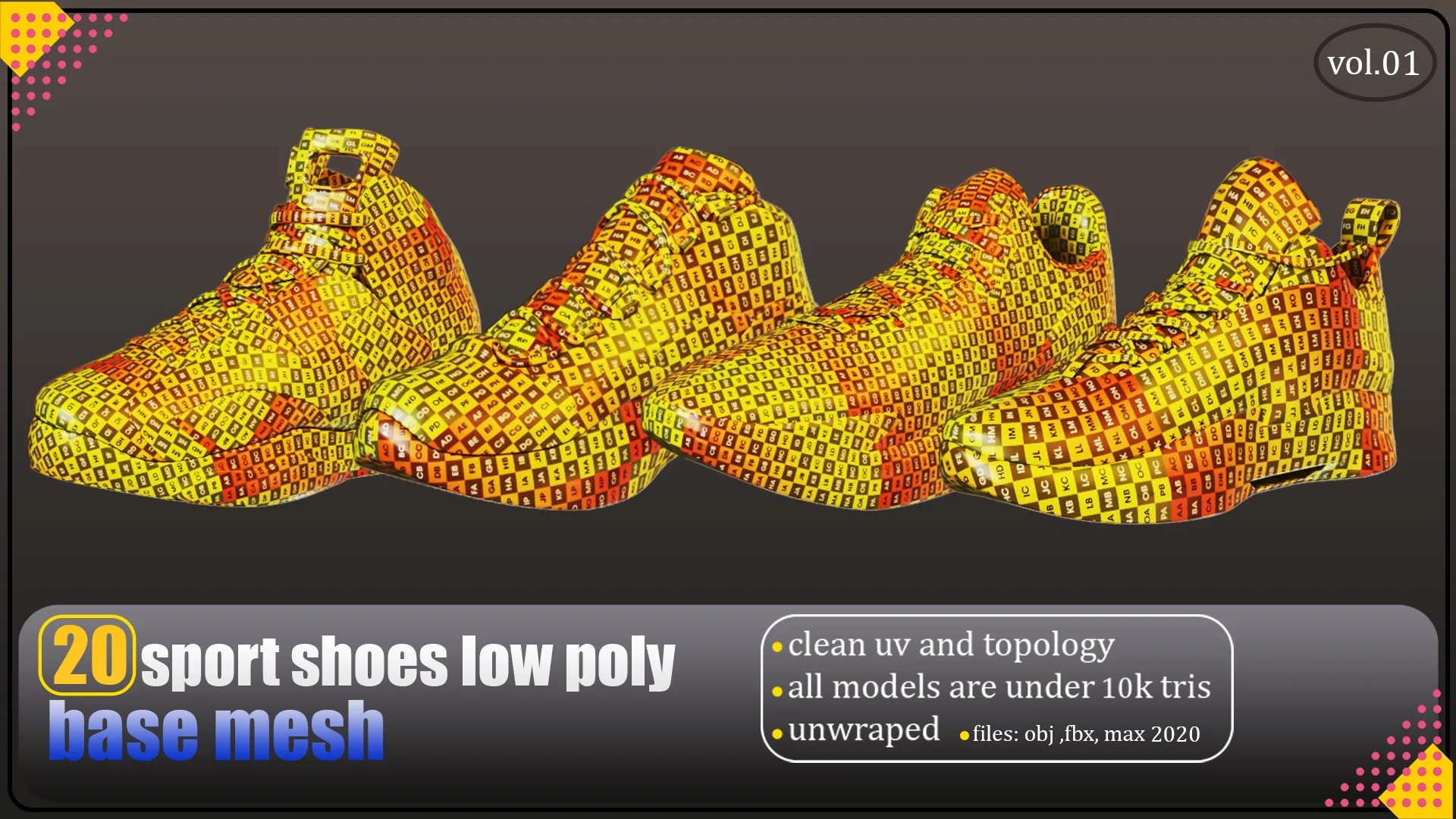 20 sport shoes base meshes - FlippedNormals