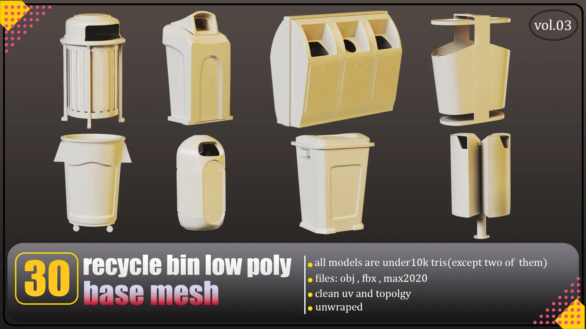 30 recycle bin lowpoly base mesh - FlippedNormals