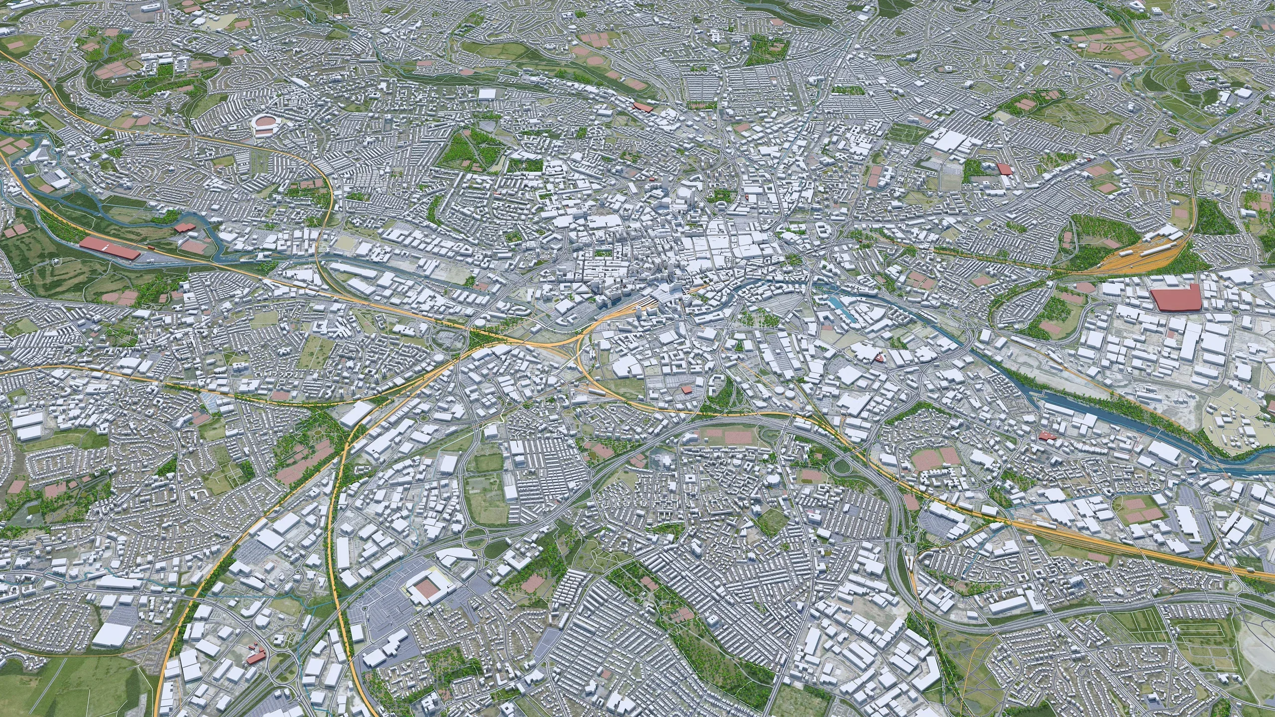 Leeds City UK 3D Model 60km - FlippedNormals