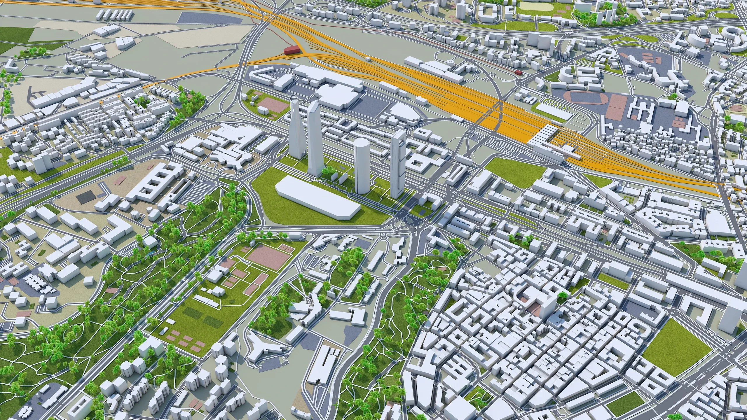 Madrid City Spain 3D Model 80 km - FlippedNormals