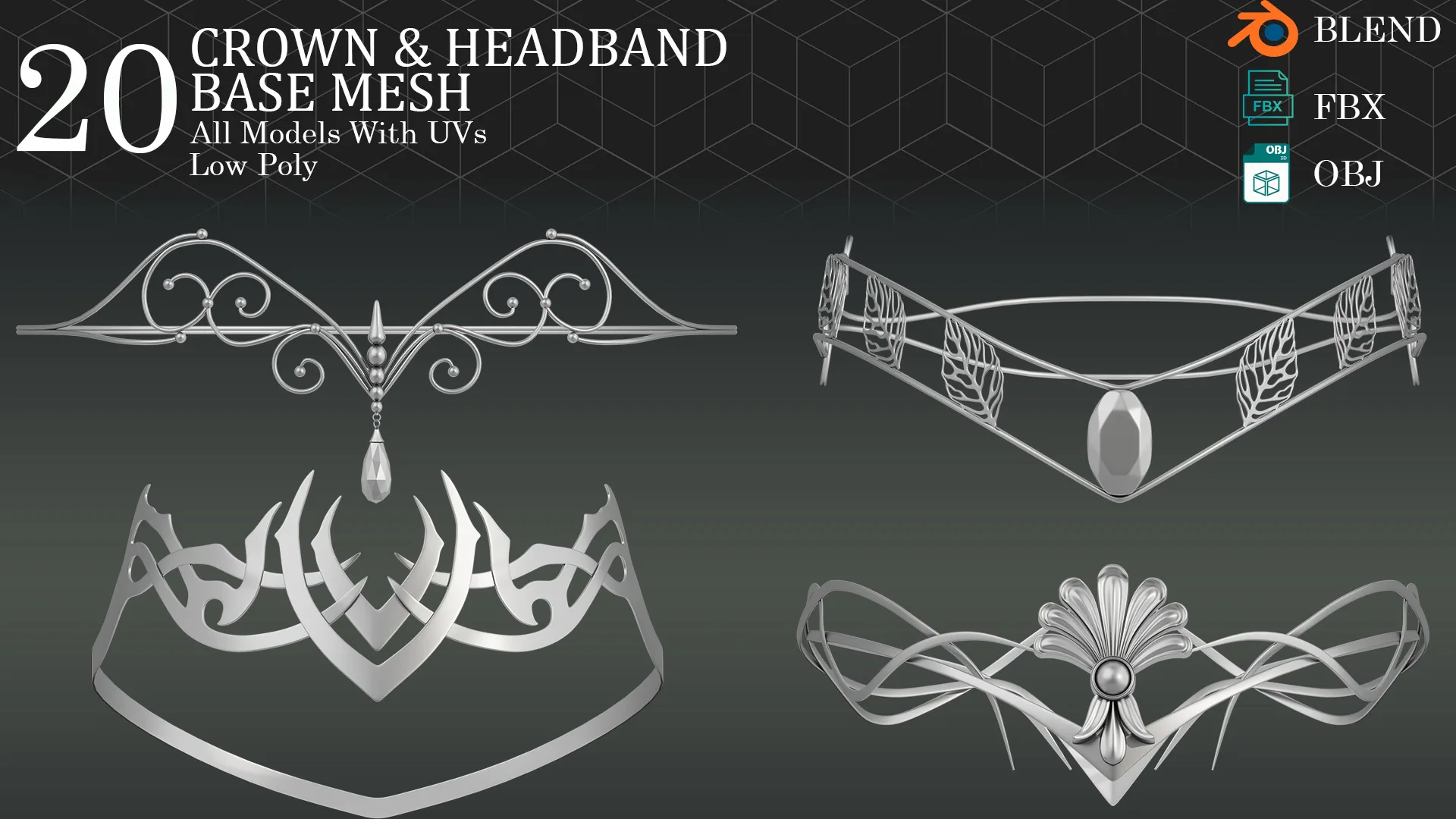 20 CROWN & HEADBAND - BASE MESH - FlippedNormals