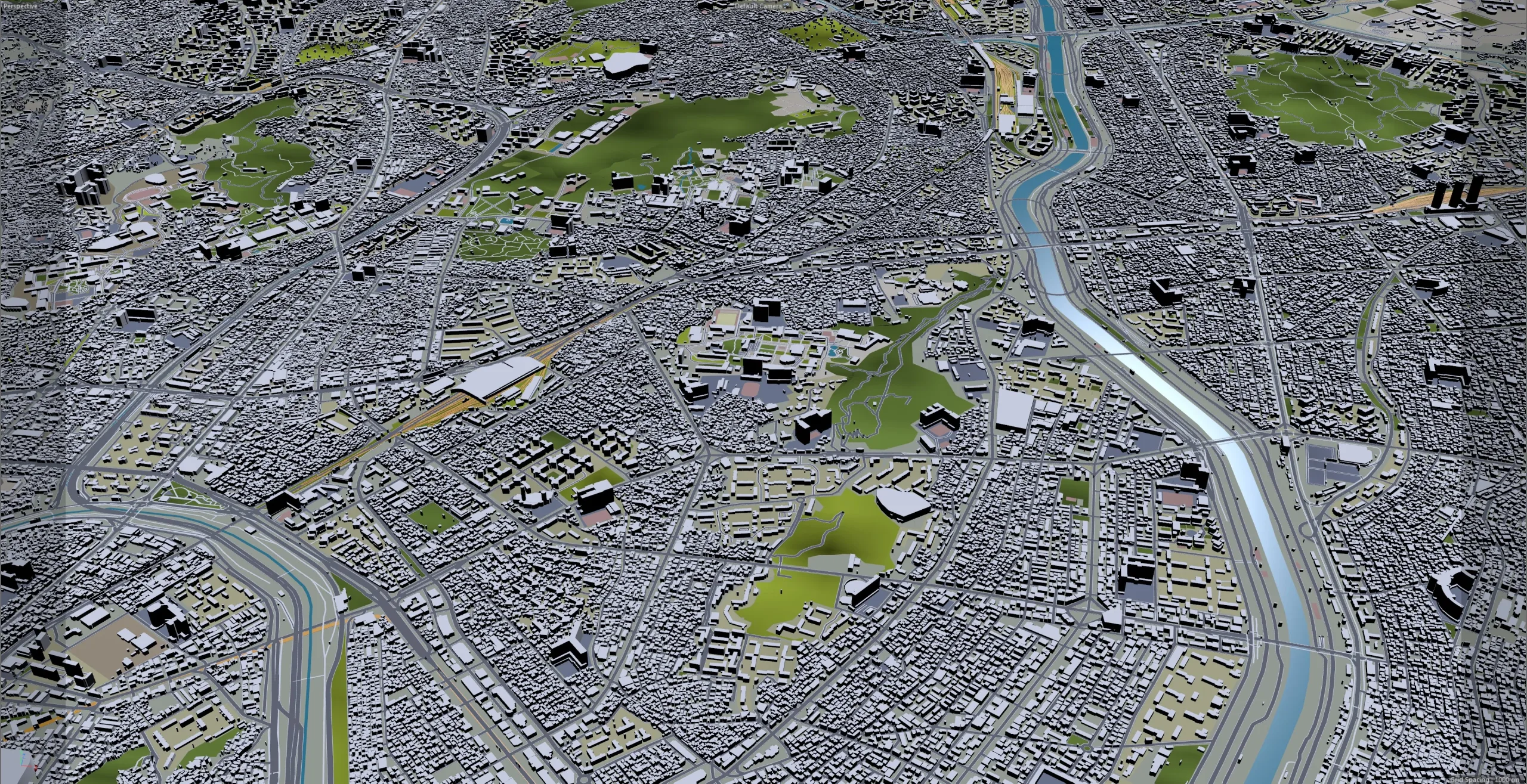 Seoul City Korea 3D Model 40km - FlippedNormals