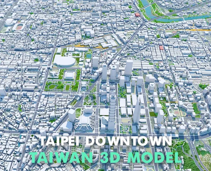 Taipei Downtown City Taiwan 3D - FlippedNormals