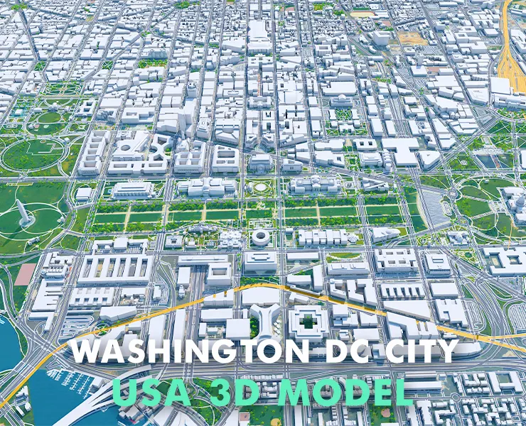 Washington DC City 3D Model 20km - FlippedNormals