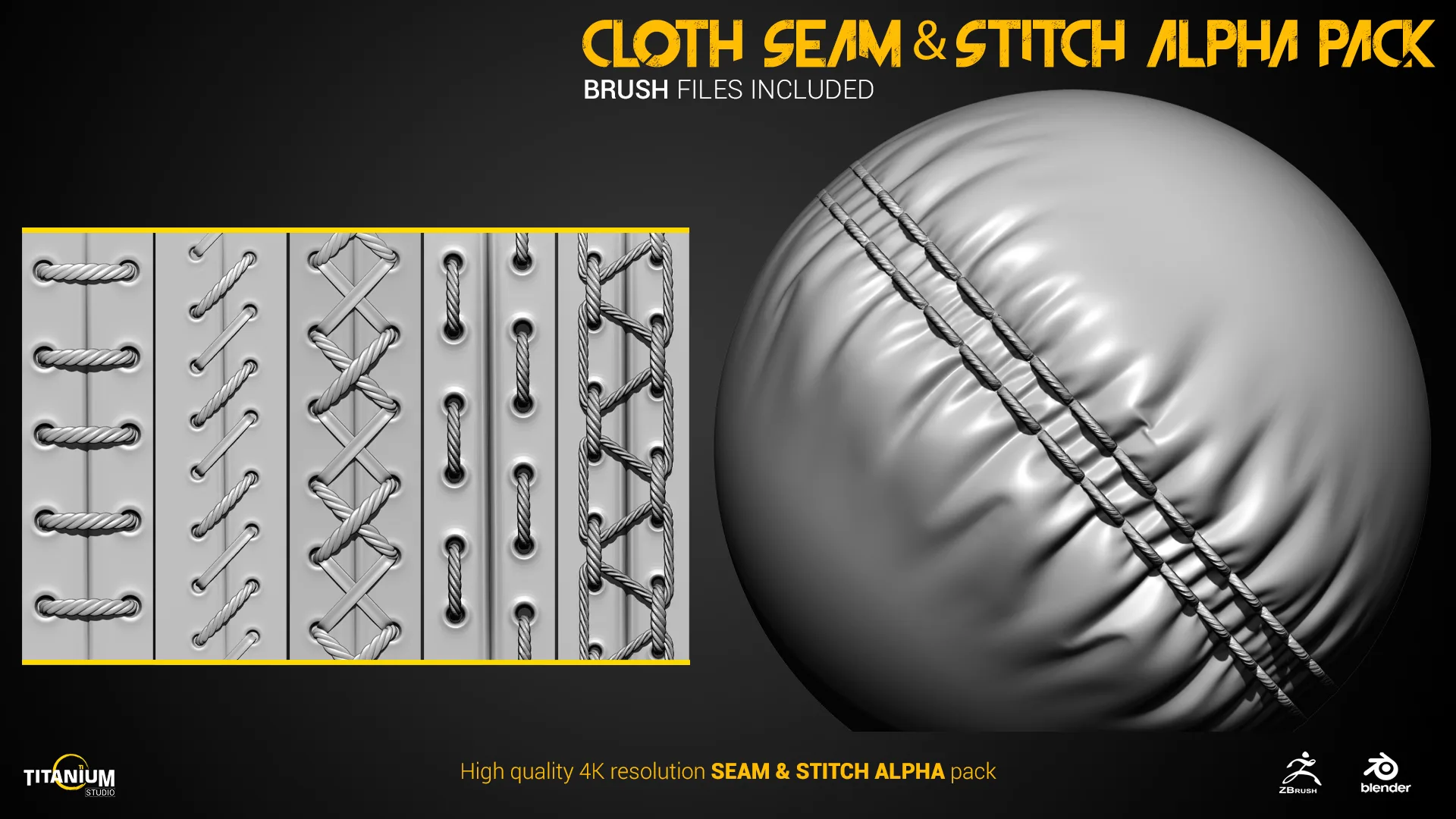 Seam & Stitch Brush + Alpha 4K - FlippedNormals