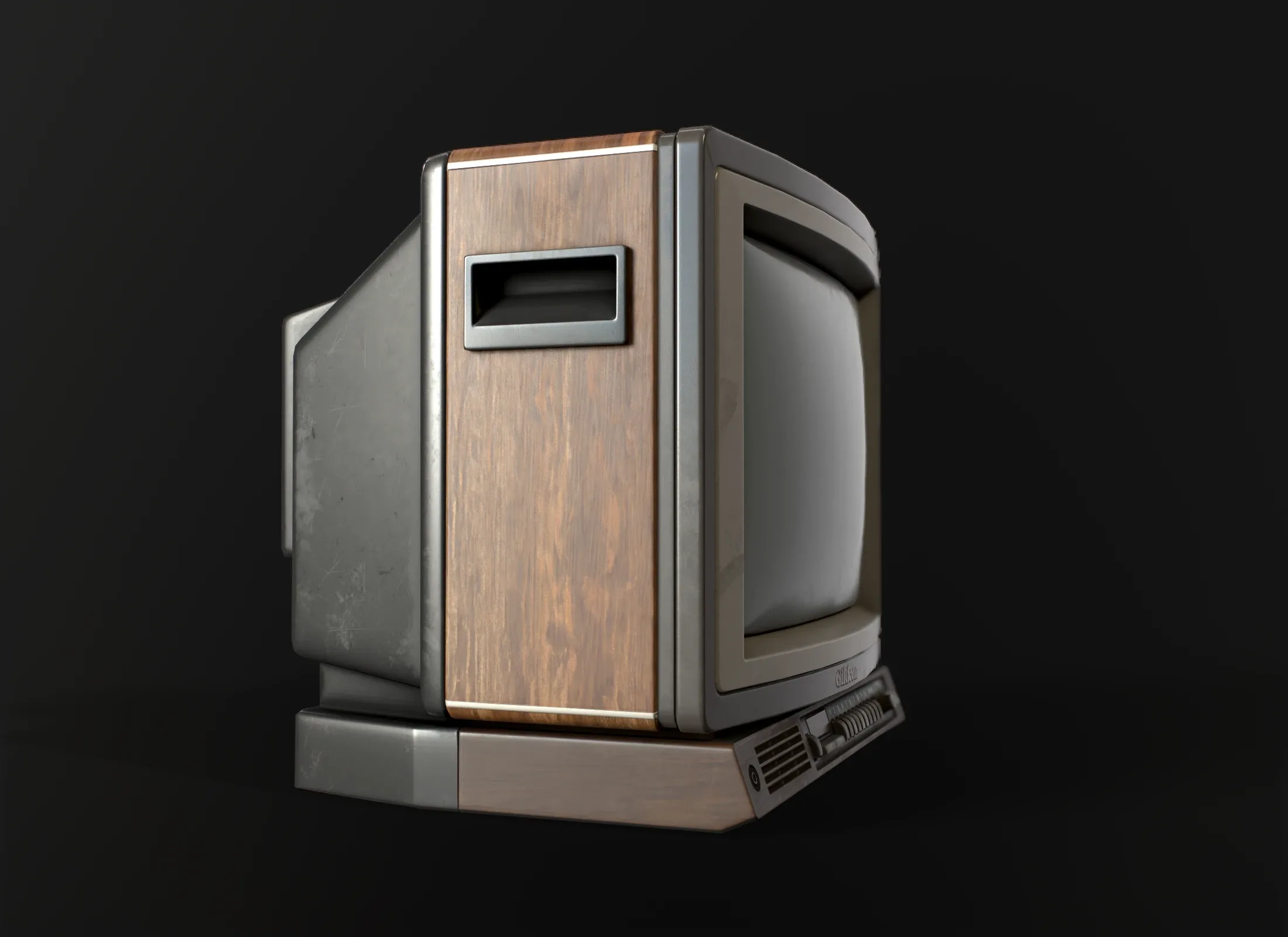 Old Retro TV from 80s wooden case - FlippedNormals