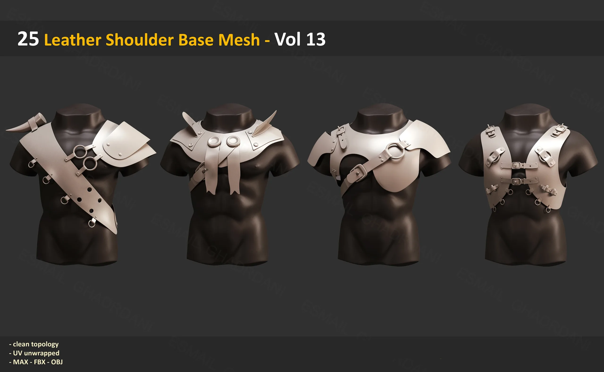 25 Leather Shoulder Base Mesh - - FlippedNormals