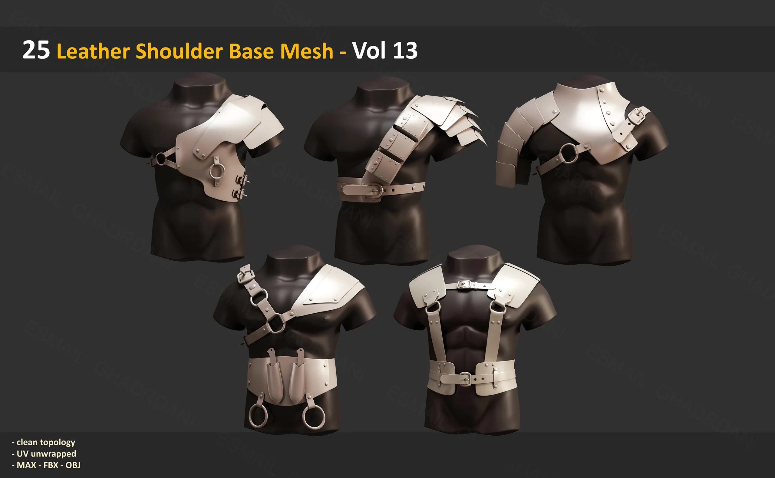 25 Leather Shoulder Base Mesh - - FlippedNormals