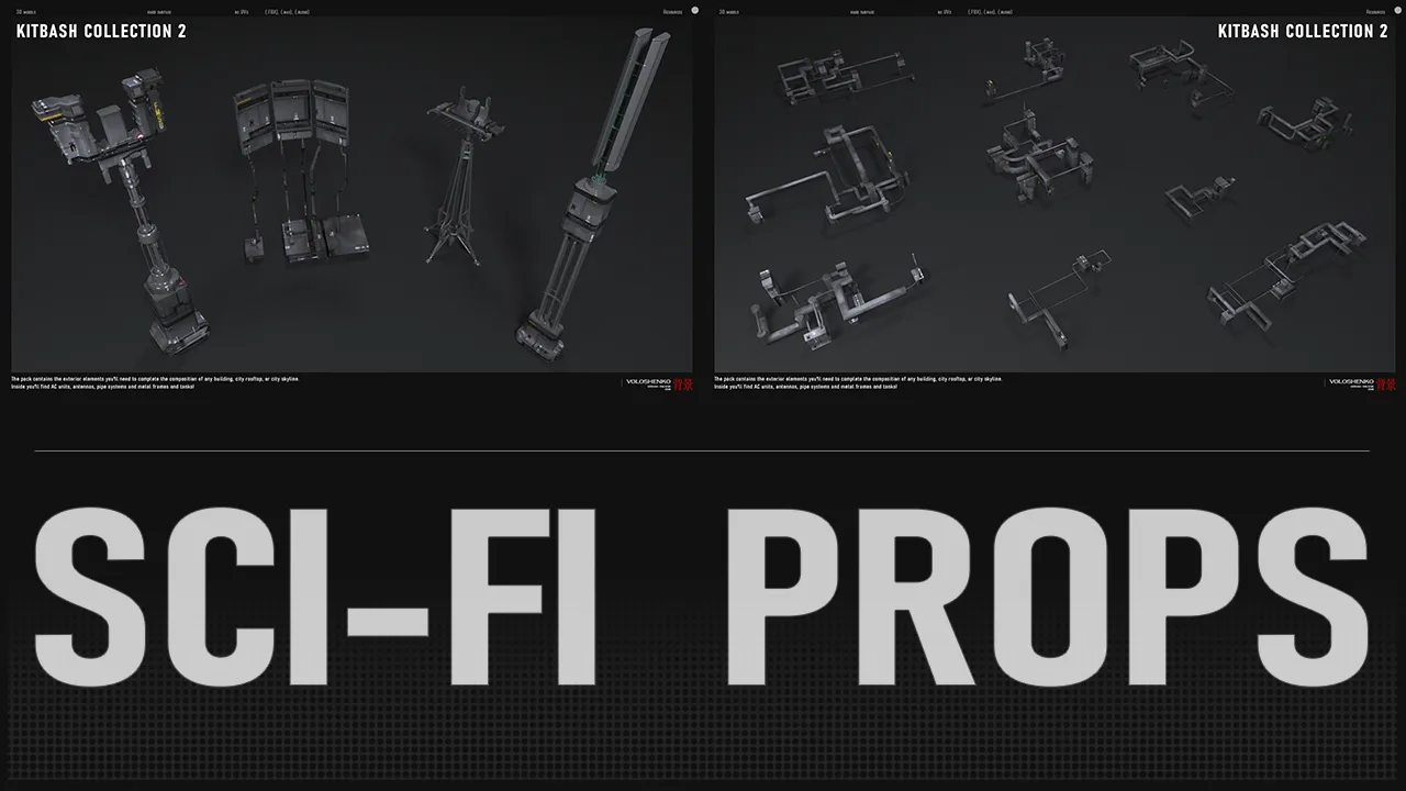 ROOFTOP Props Collection Kitbash - FlippedNormals