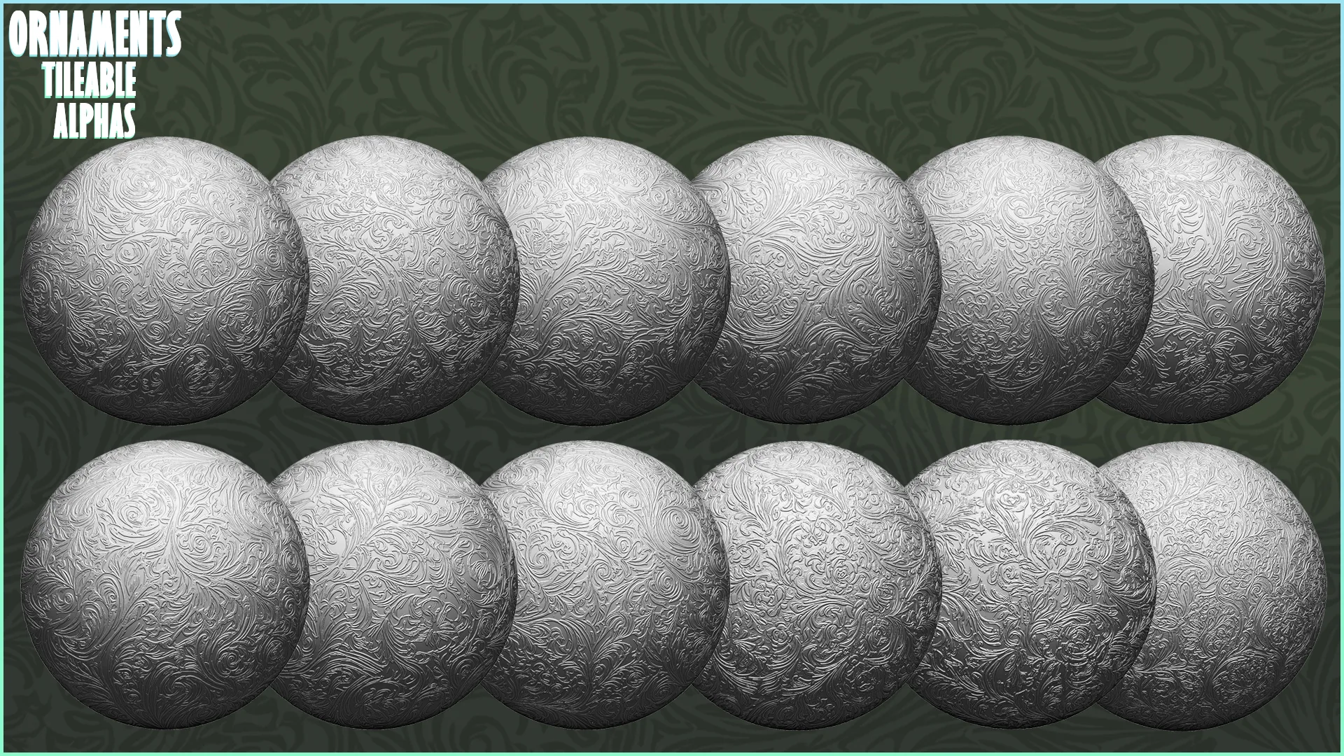 Ornaments Tileable Alphas (Displacement - FlippedNormals