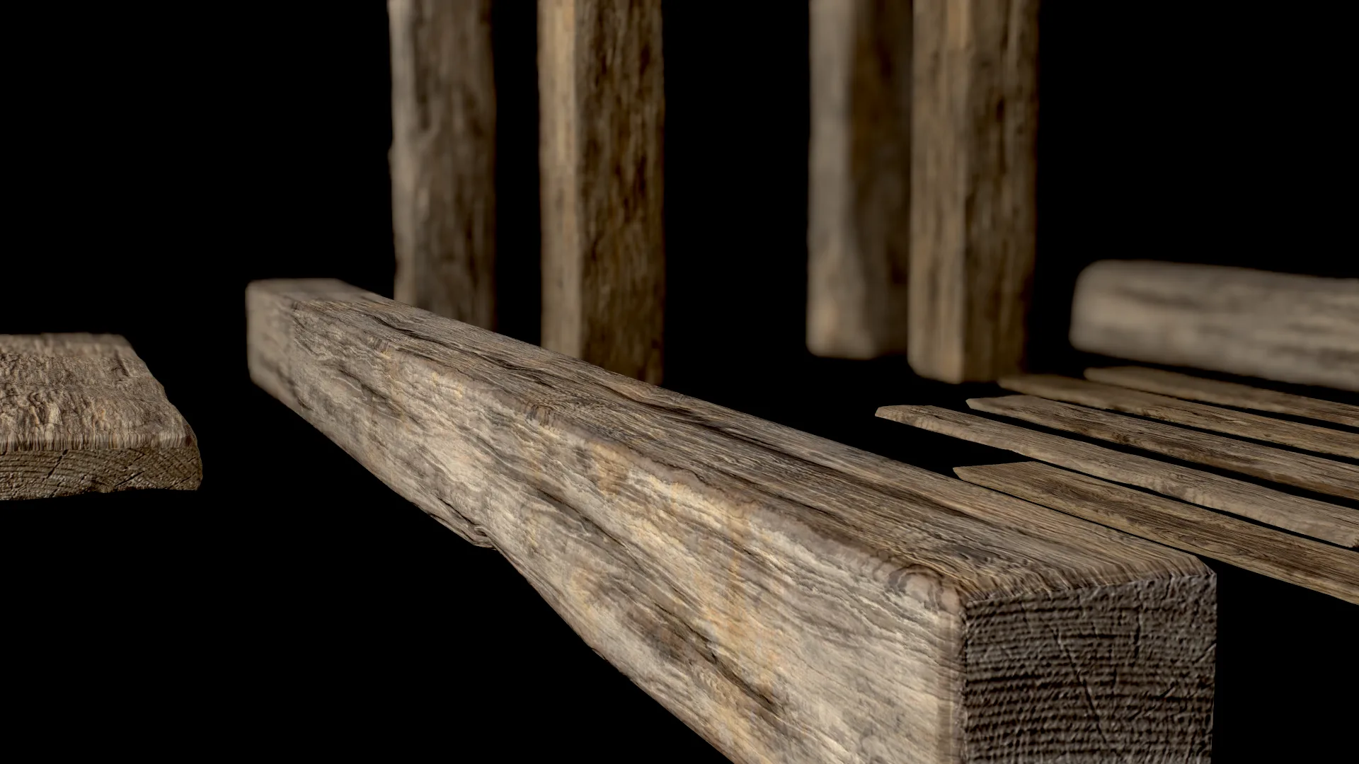Wooden Planks and Beams - 13 pieces - FlippedNormals